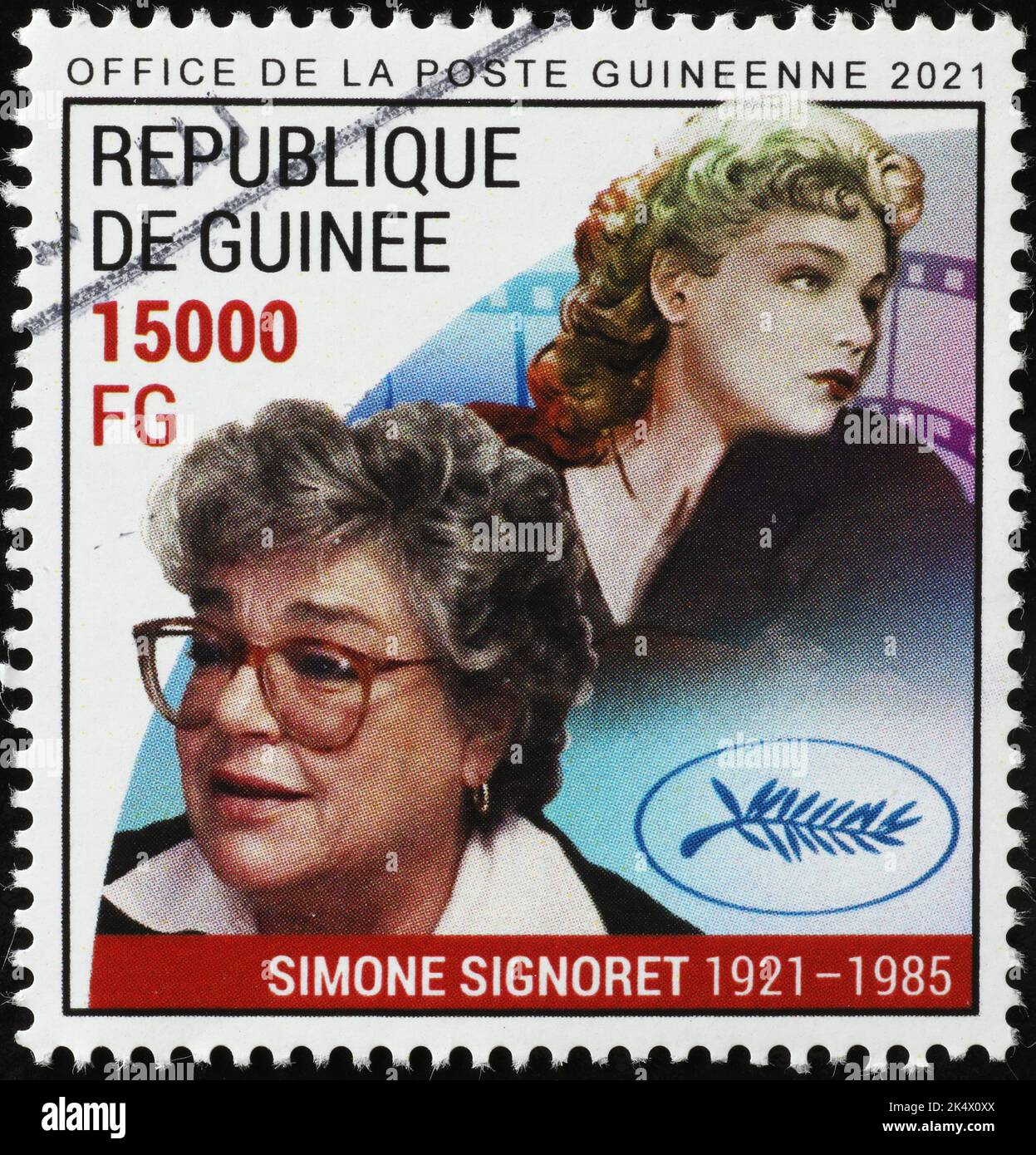 Simone Signoret portraits on postage stamp Stock Photo - Alamy