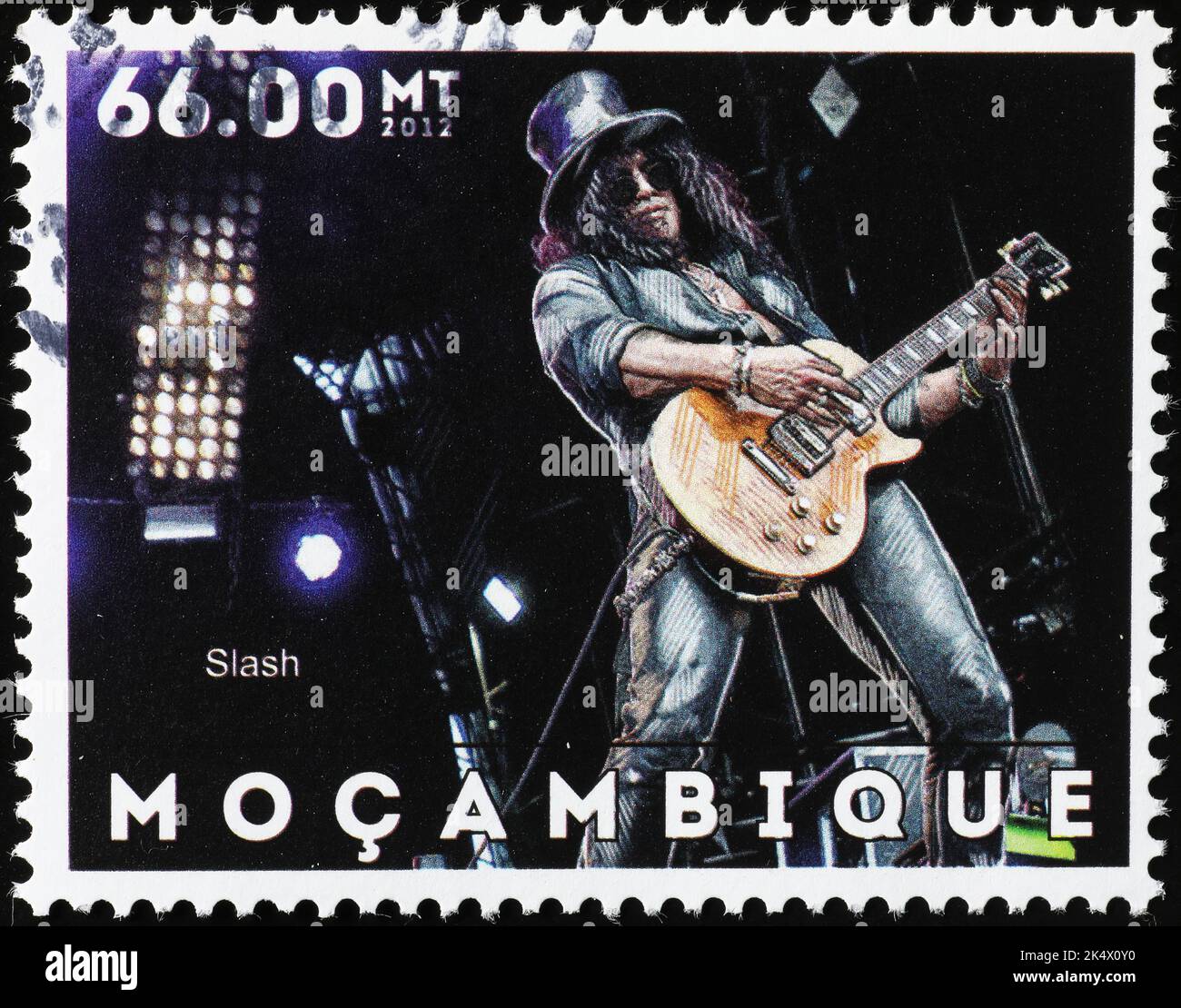 Slash in concert on postage stamp of Mozambique Stock Photo - Alamy