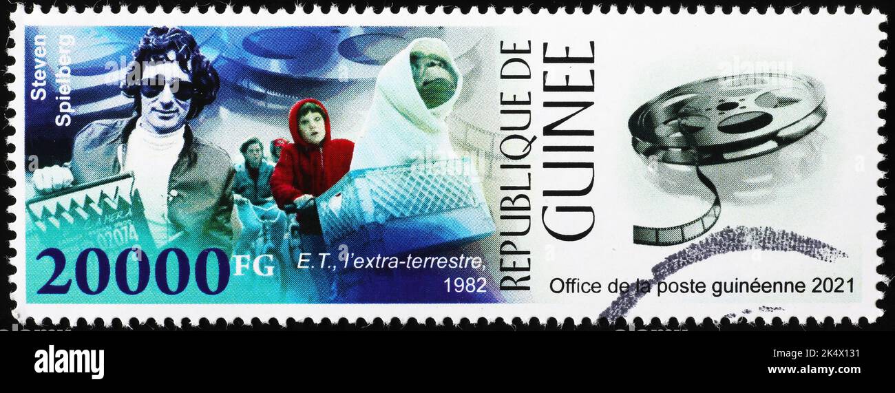 Steven Spielberg and E.T. on postage stamp Stock Photo - Alamy