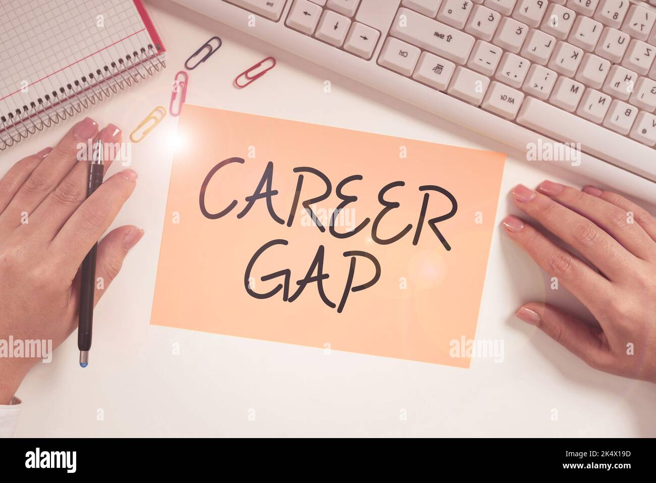 Hand writing sign Career Gap. Business approach A scene where in you ...