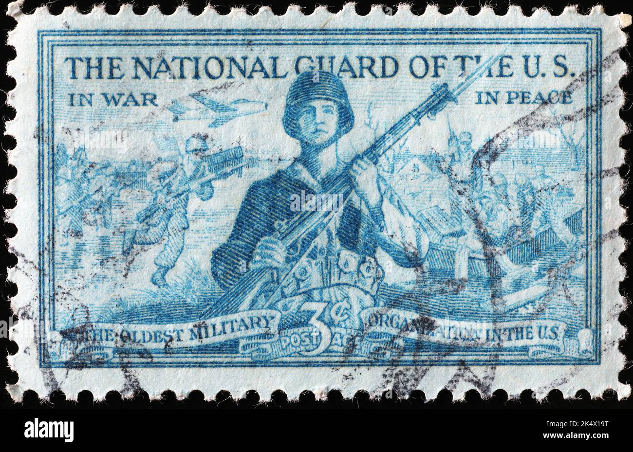 The National Guard of the U.S. celebrated on old stamp Stock Photo - Alamy