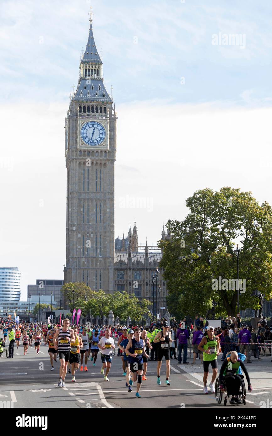 TCS London Marathon 2022 takes place today. Runners run past Houses of ...
