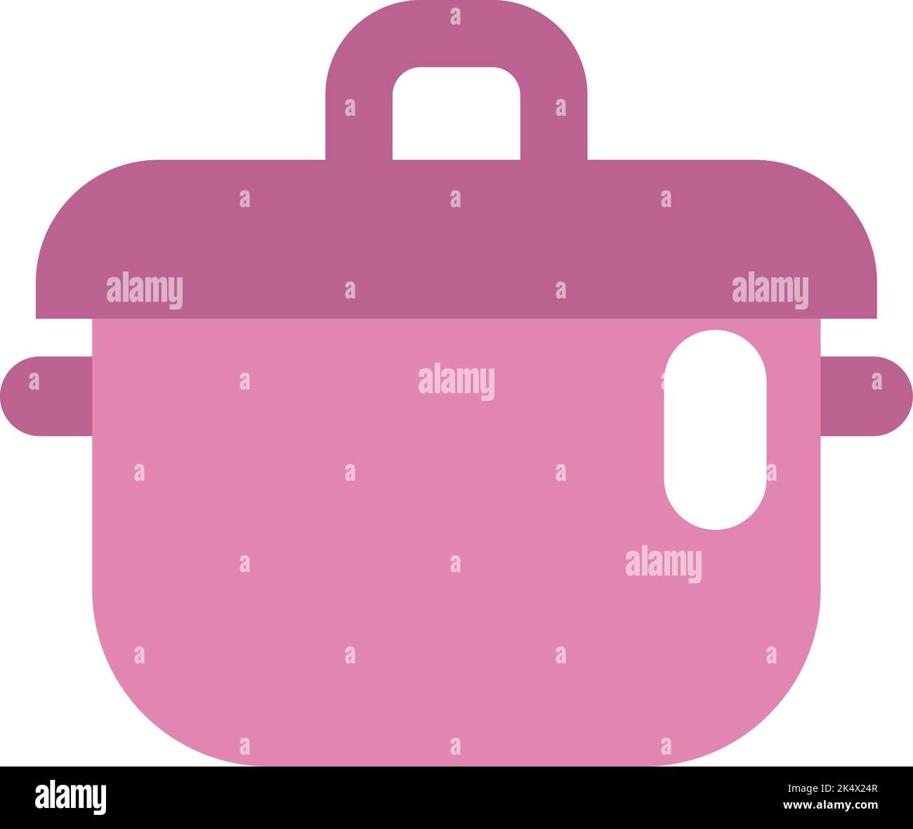 Pink kitchen pot with lid, illustration, vector on a white background ...