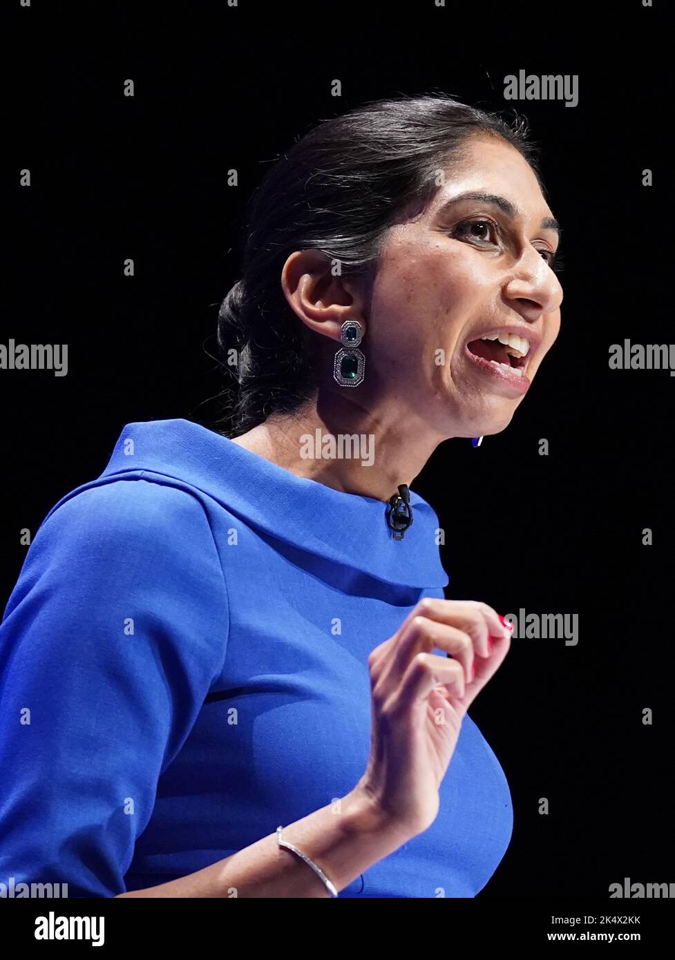 Home Secretary Suella Braverman speaking during the Conservative Party ...