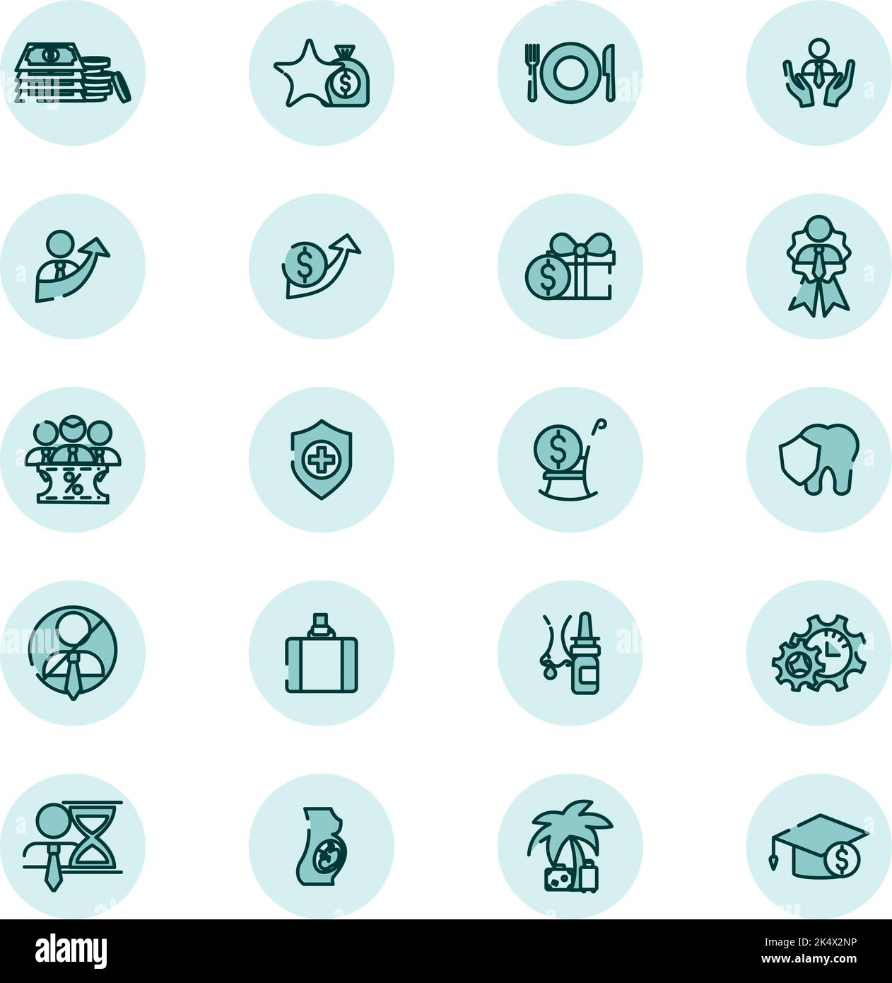 Employee benefits, illustration, vector on a white background Stock ...