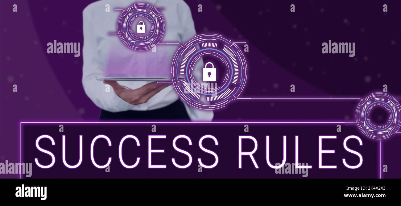 Text showing inspiration Success Rules. Internet Concept established ways of setting goals ...