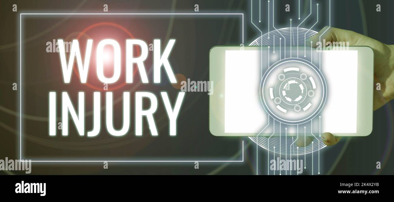 Conceptual display Work Injury. Word for an accident occurred as a ...