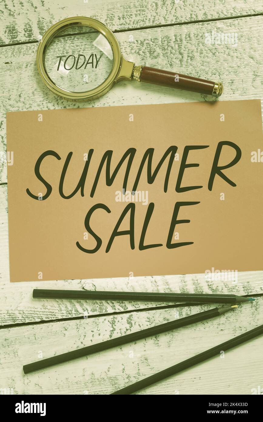 Text caption presenting Summer Sale. Business overview a special type ...