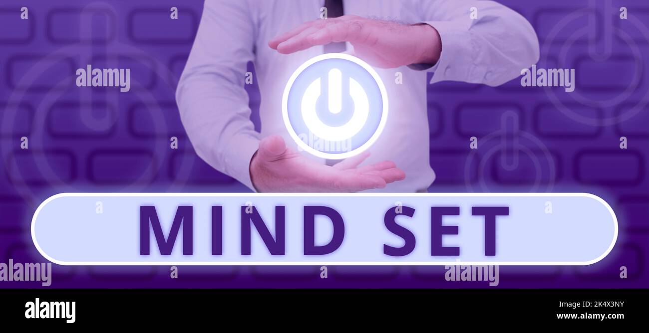 Hand writing sign Mind Set. Word Written on A standard thought of a ...