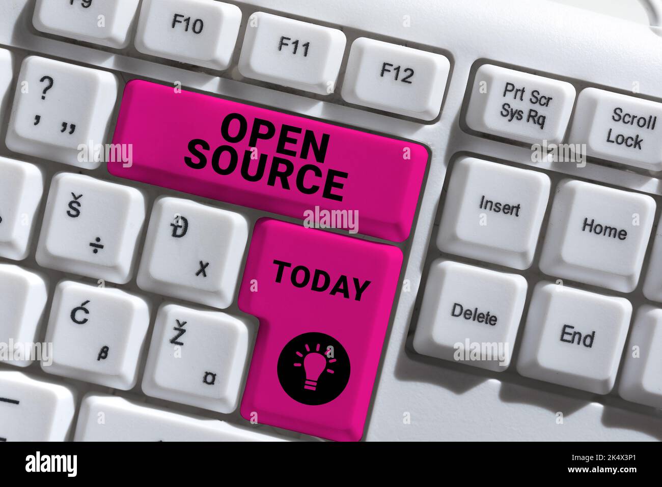 Hand writing sign Open Source. Internet Concept contains the source code that can be modified ...