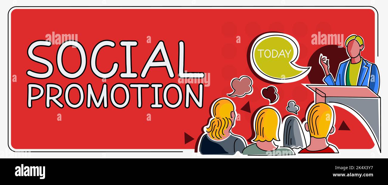 Text showing inspiration Social Promotion. Business approach promoting ...