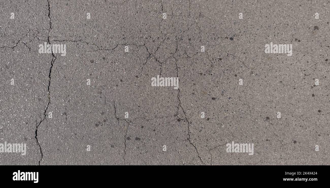 panorama view from above on surface texture of old asphalt road with ...