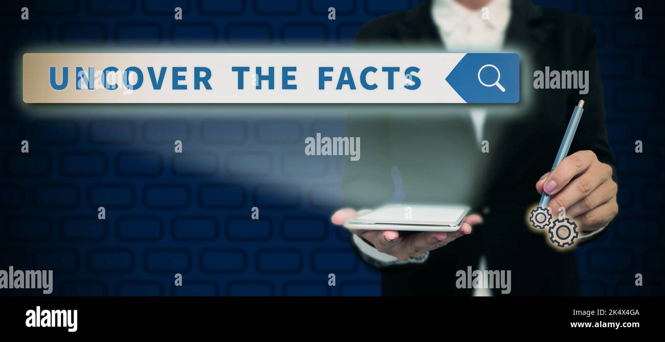 Text caption presenting Uncover The Facts. Business overview Find the ...