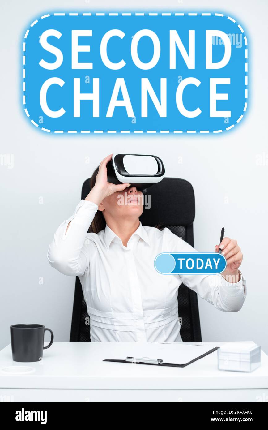 Hand writing sign Second Chance. Business approach the opportunity ...