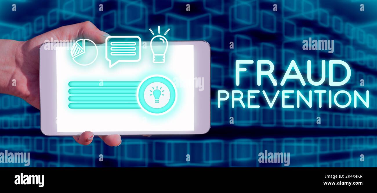 Conceptual caption Fraud Prevention. Business showcase to secure the ...