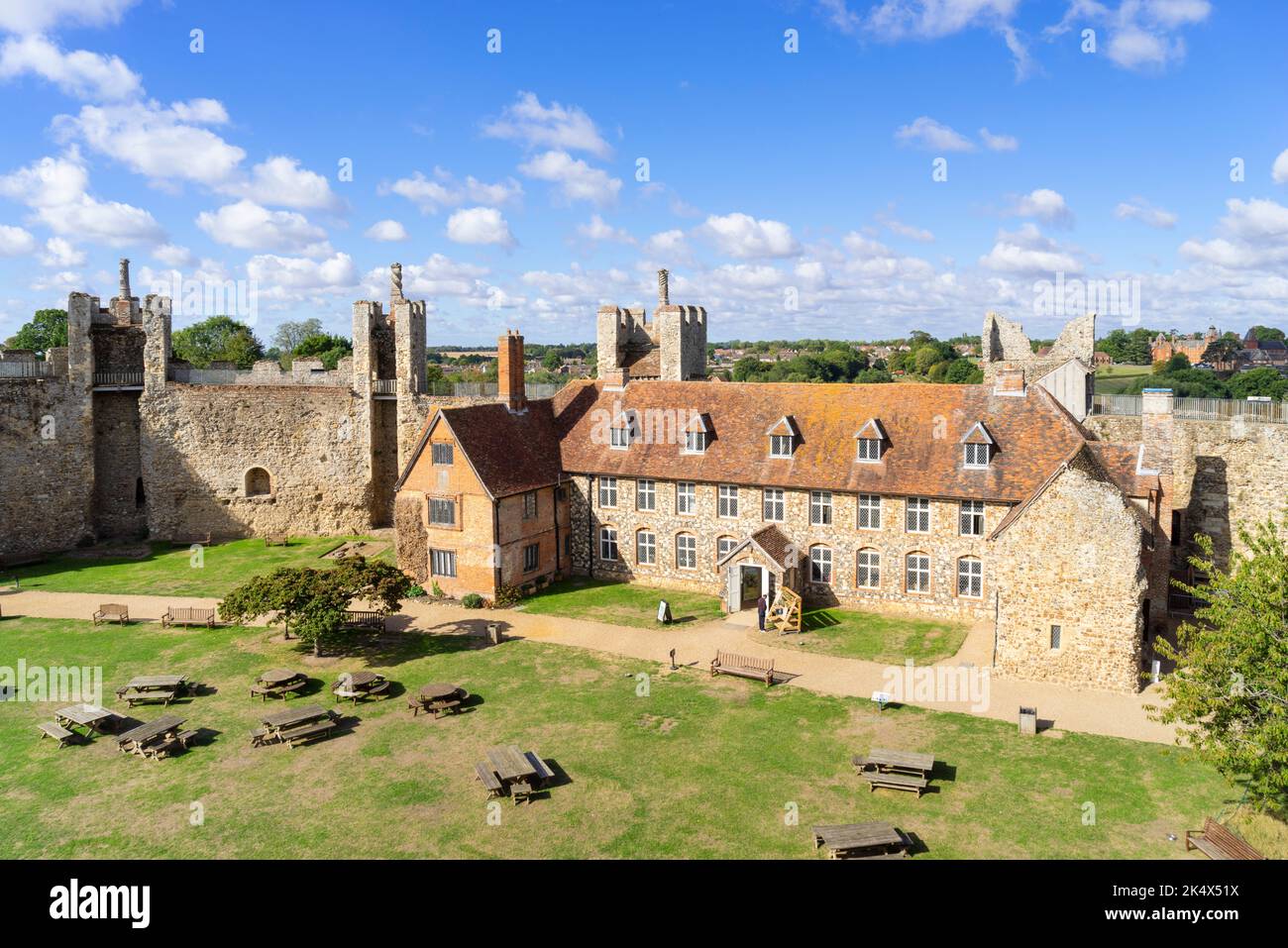Framlingham castle The Inner Ward with the Workhouse building and ...