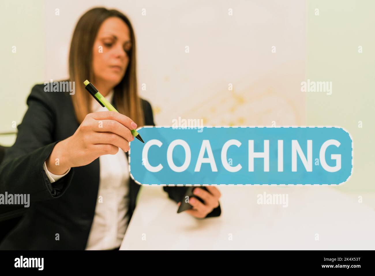 Text caption presenting Coaching. Business idea unlocking a persons ...