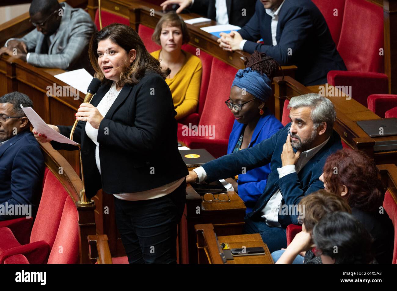 LFI Deputy Raquel Garrido and Alexis Corbiere during a session of ...