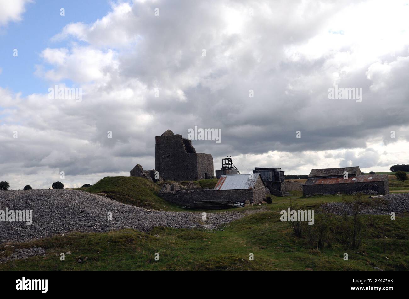 Distant view of the Magpie Mine, an historic lead mine in the Peak ...
