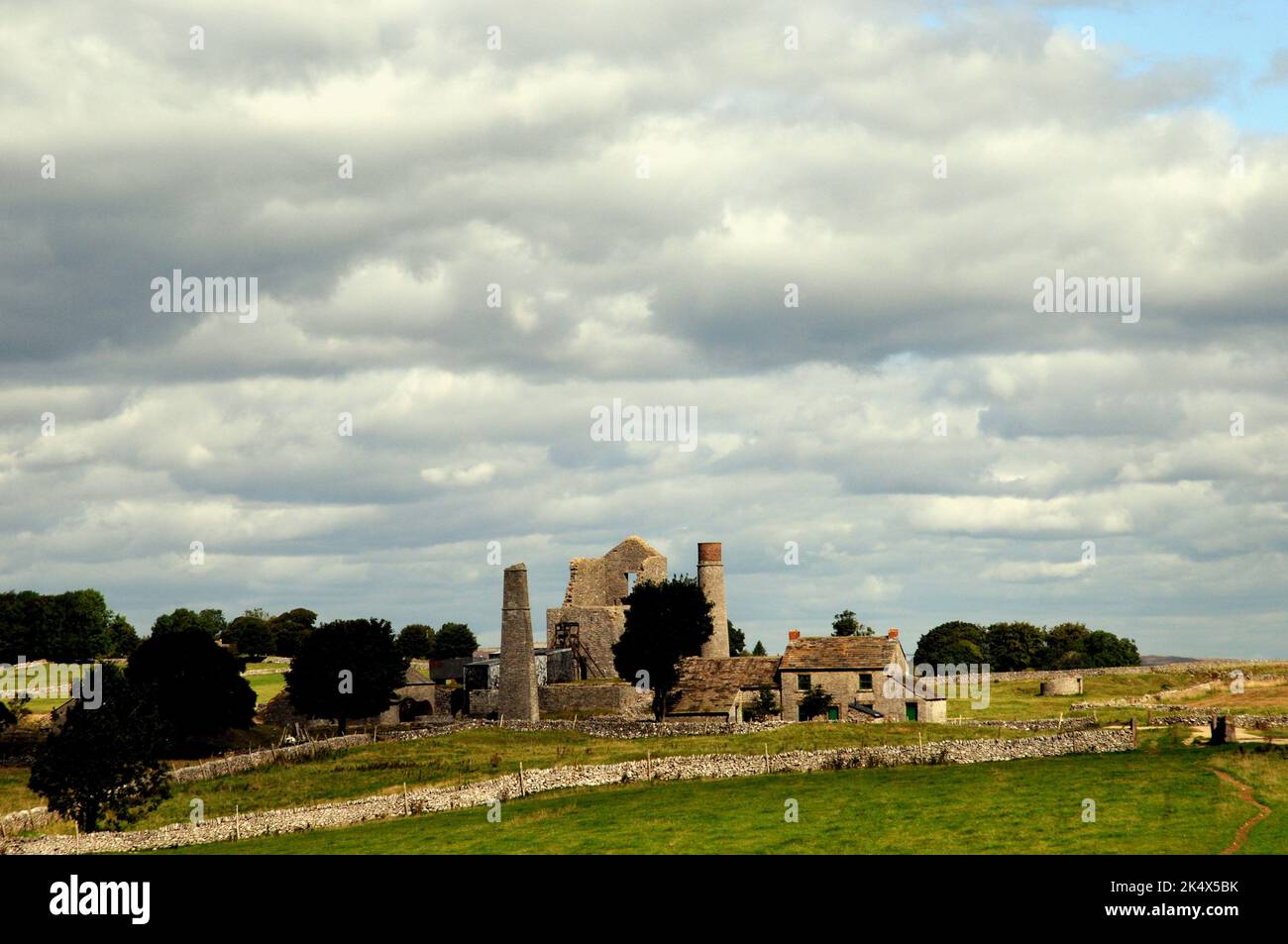 Distant view of the Magpie Mine, an historic lead mine in the Peak ...