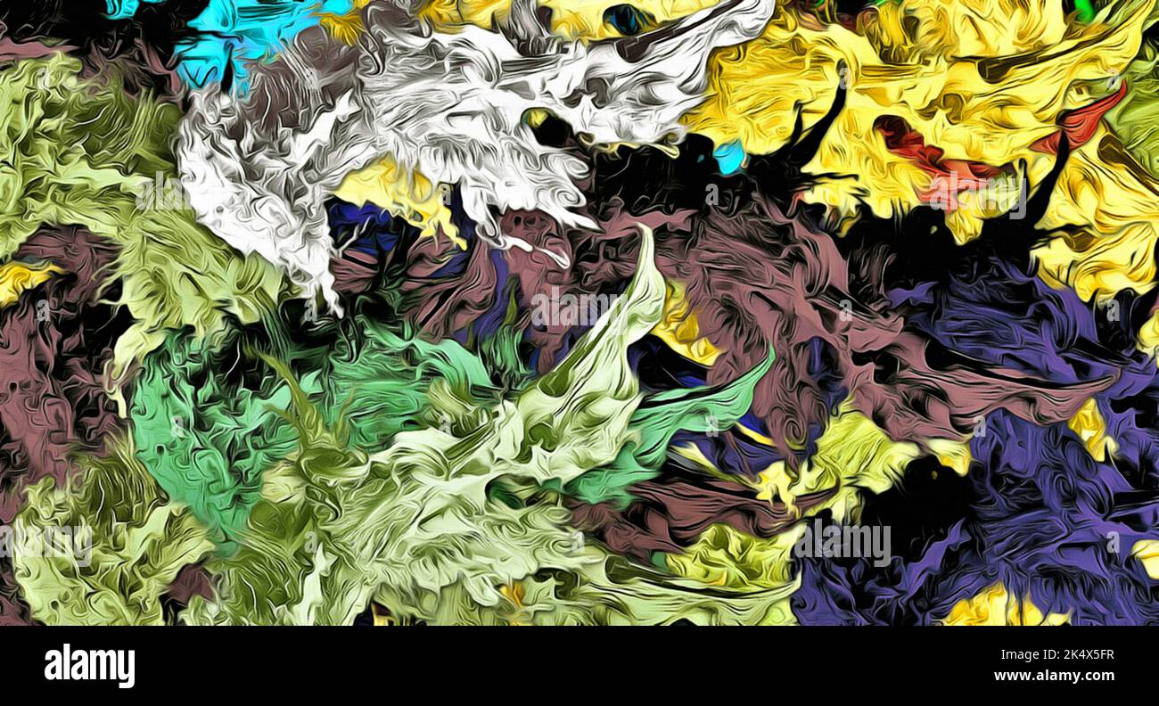 abstract psychedelic background from color chaotic blurred stains brush ...
