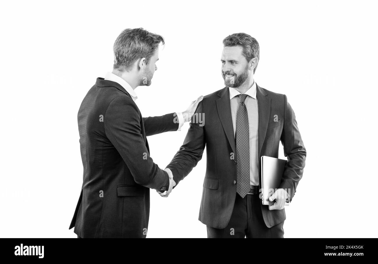 handshake of colleagues. successful negotiations. welcome. two men ...