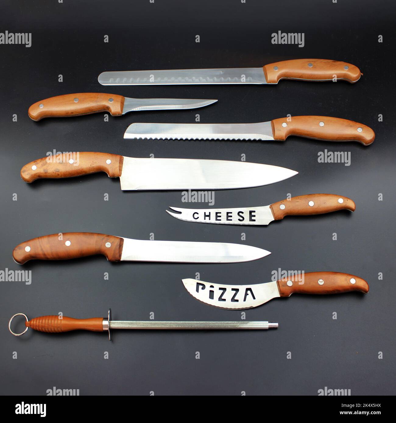 Set different kitchen knives hi-res stock photography and images - Alamy