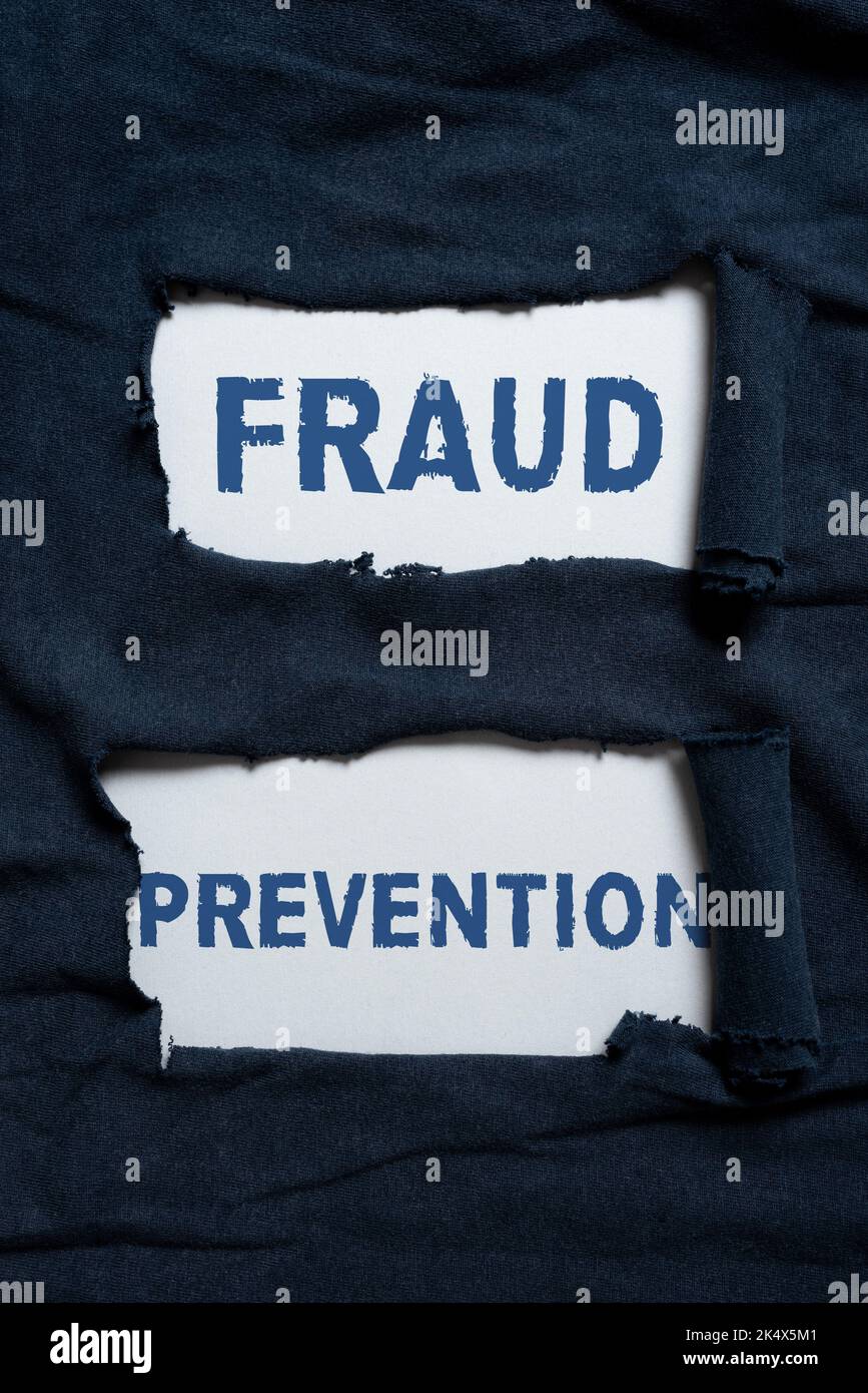 Text sign showing Fraud Prevention. Business concept to secure the ...