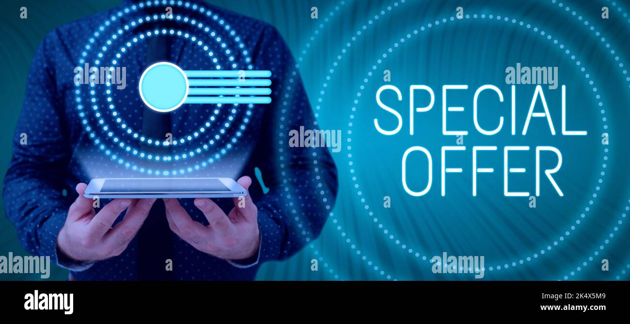 Text caption presenting Special Offer. Word Written on selling product ...