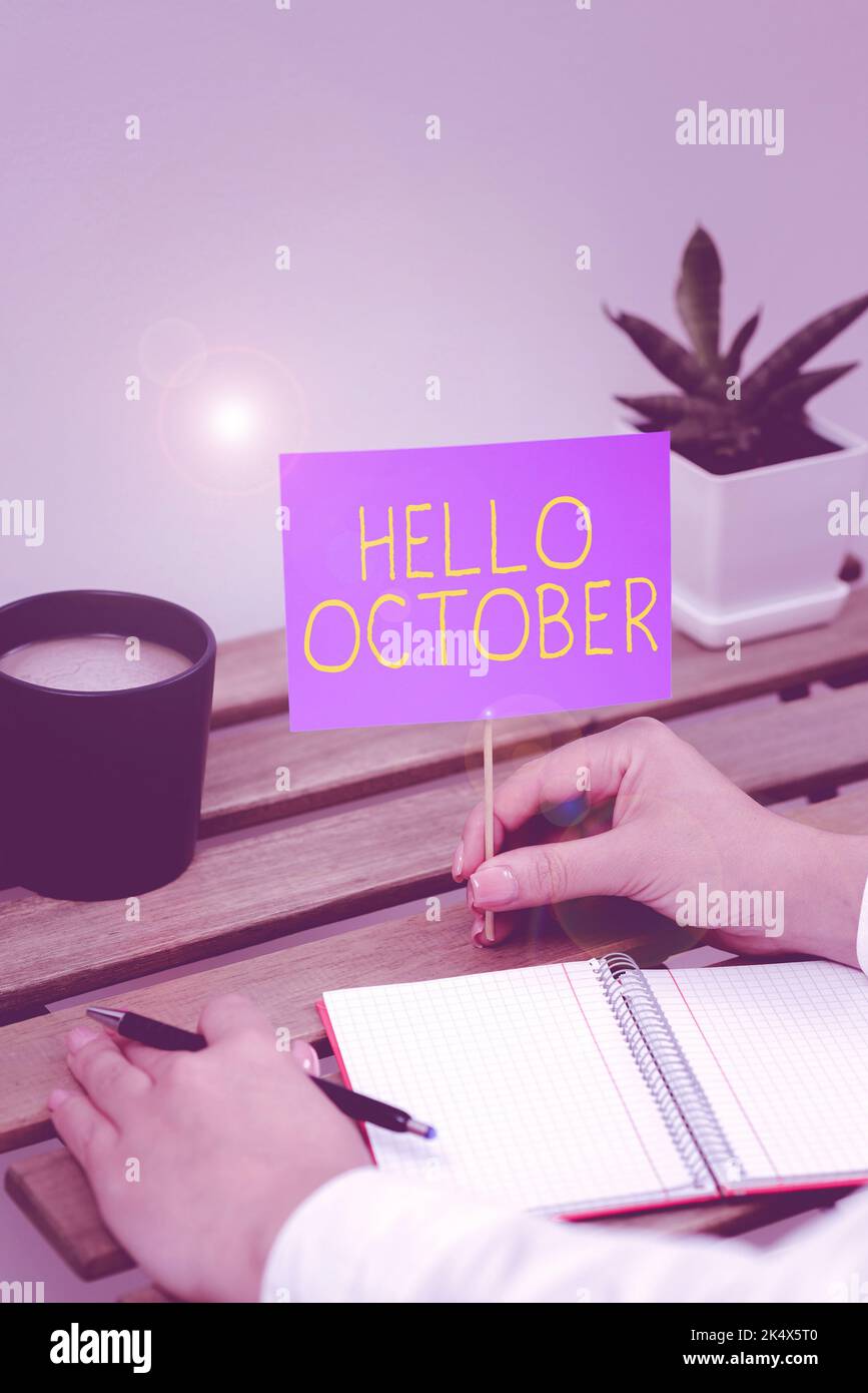 Conceptual display Hello October. Business concept greeting used when ...