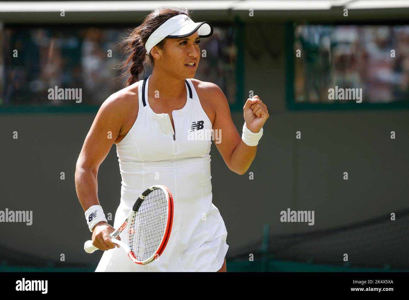British tennis player Heather Watson celebrates during the Wimbledon ...
