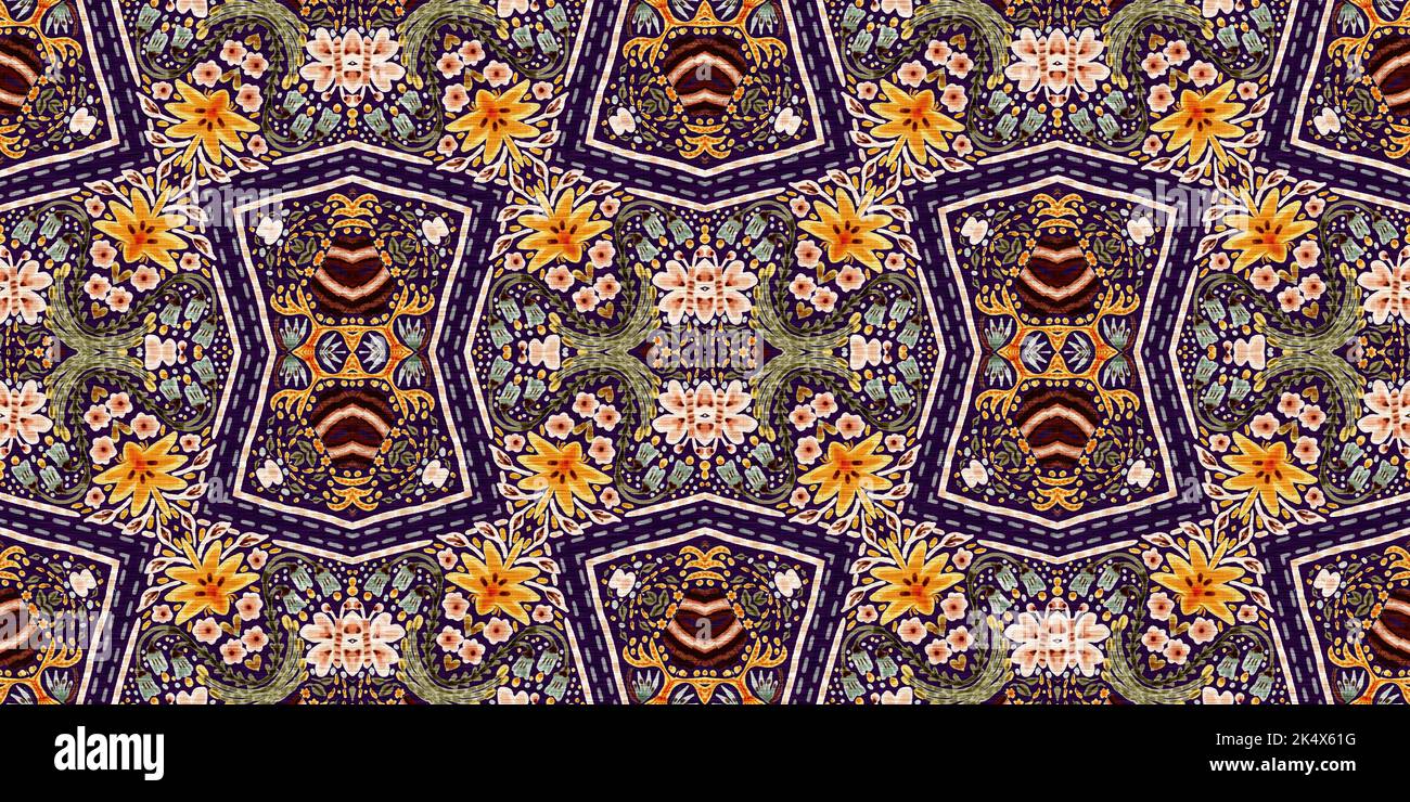 Rustic provence floral border pattern. Boho whimsical french swatch for ...