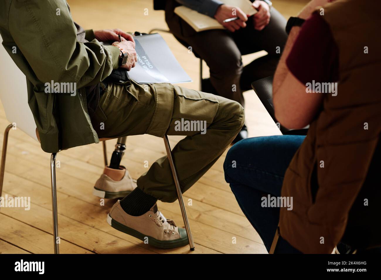 One of patients of psychological support group with prosthetic leg ...