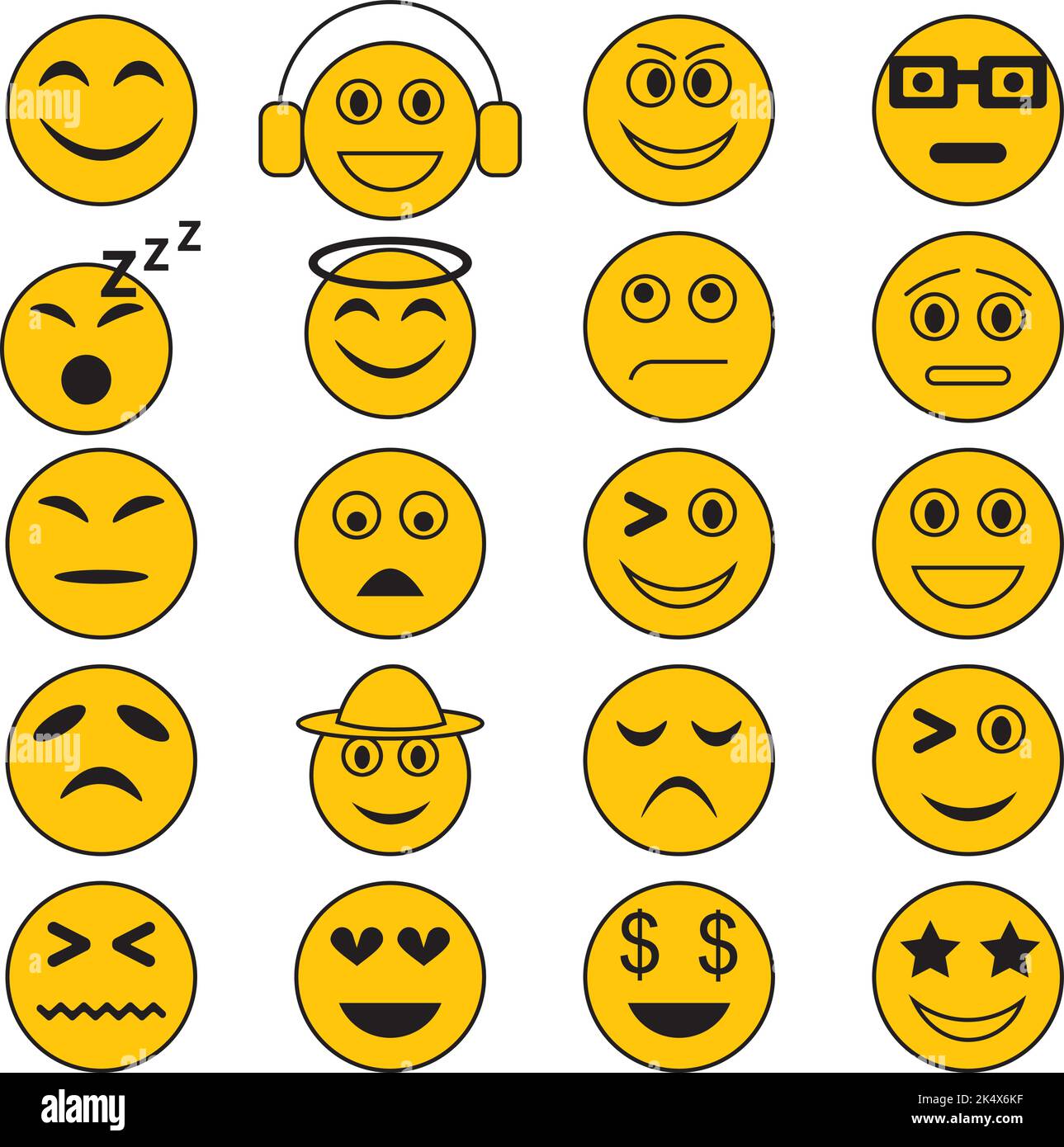 Smiley emotions, illustration, vector on a white background Stock ...