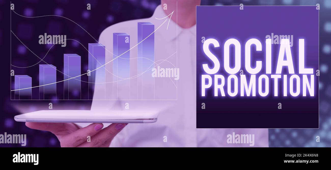 Text caption presenting Social Promotion. Business approach promoting a ...