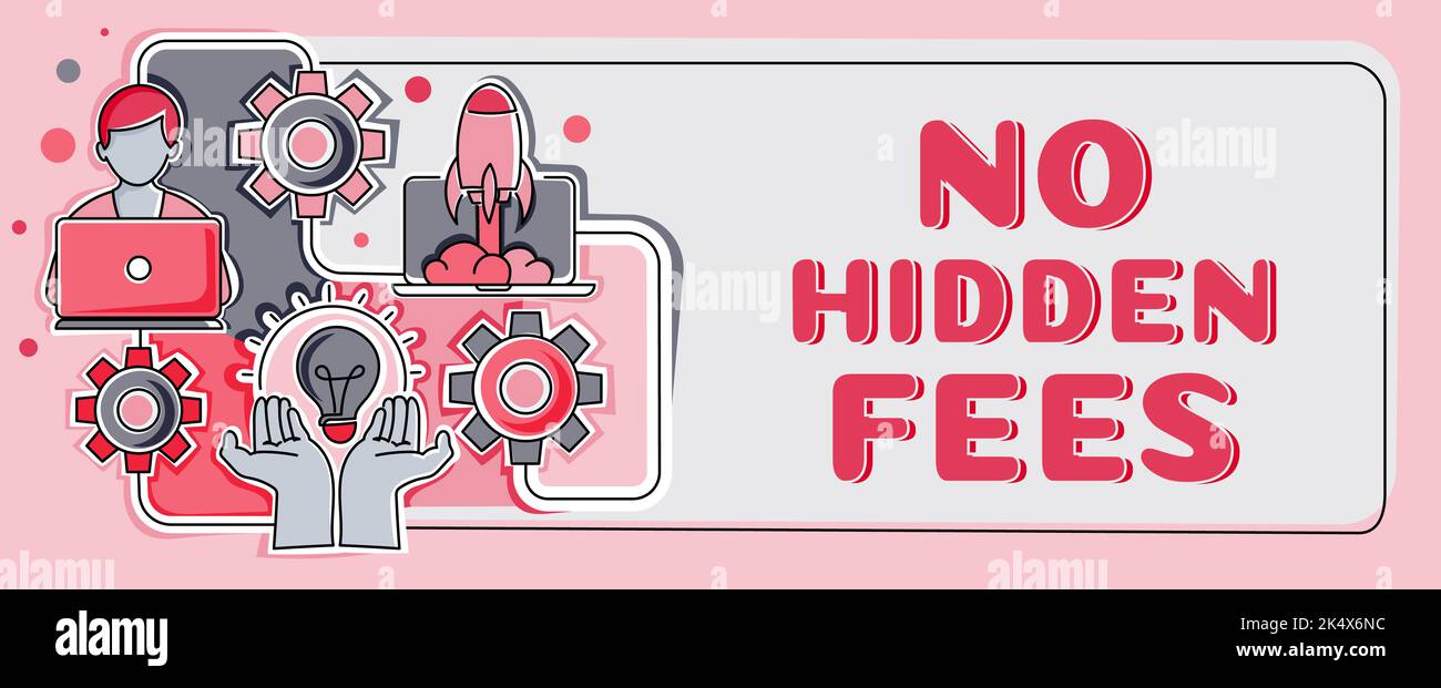 Hand writing sign No Hidden Fees. Business idea without or zero bank ...