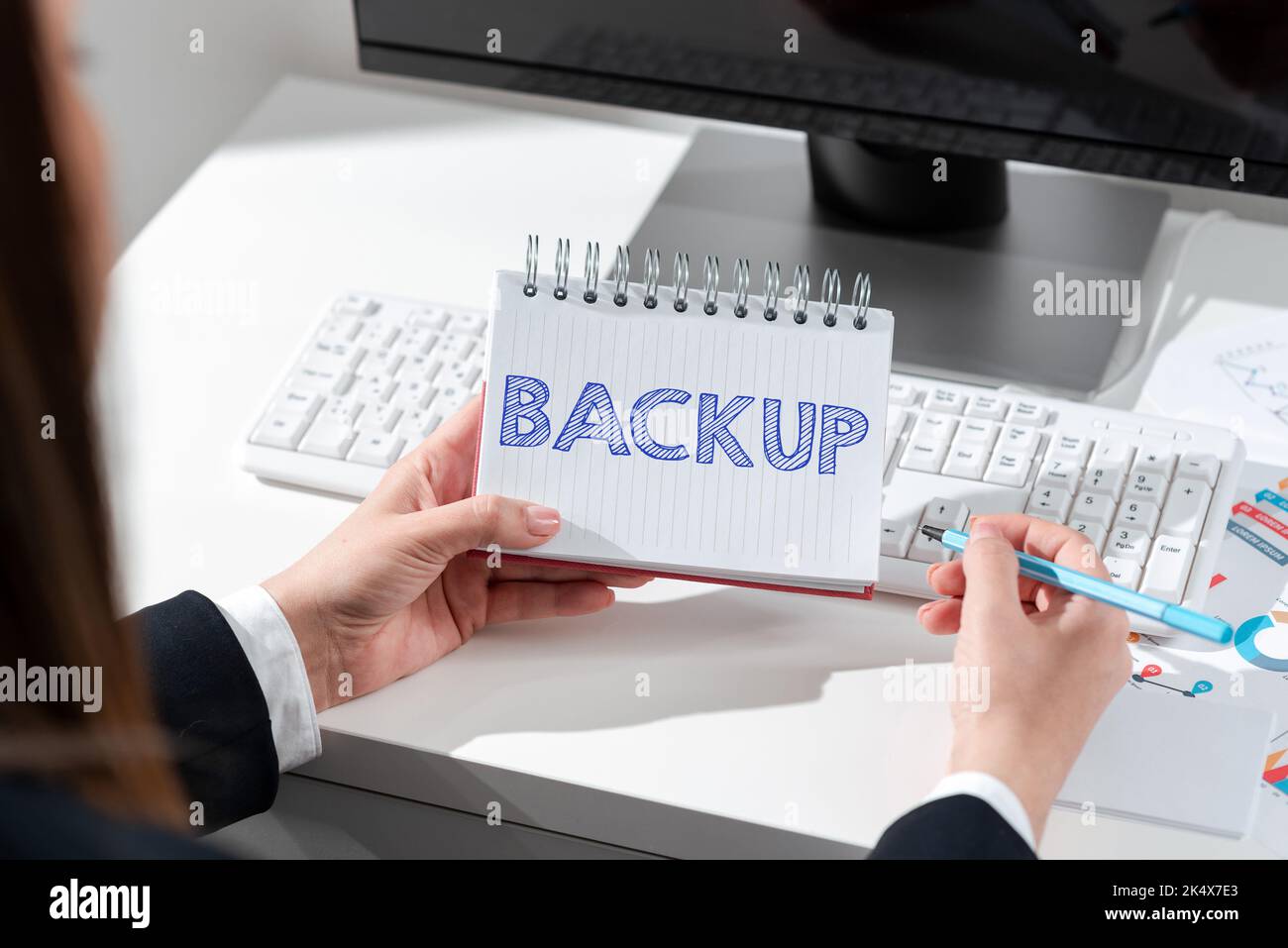Conceptual display Backup. Conceptual photo process that protects important information from ...