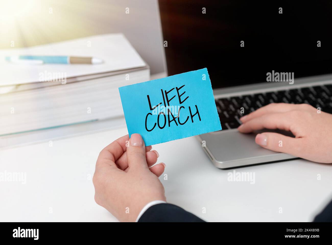 Text showing inspiration Life Coach. Conceptual photo A person who ...