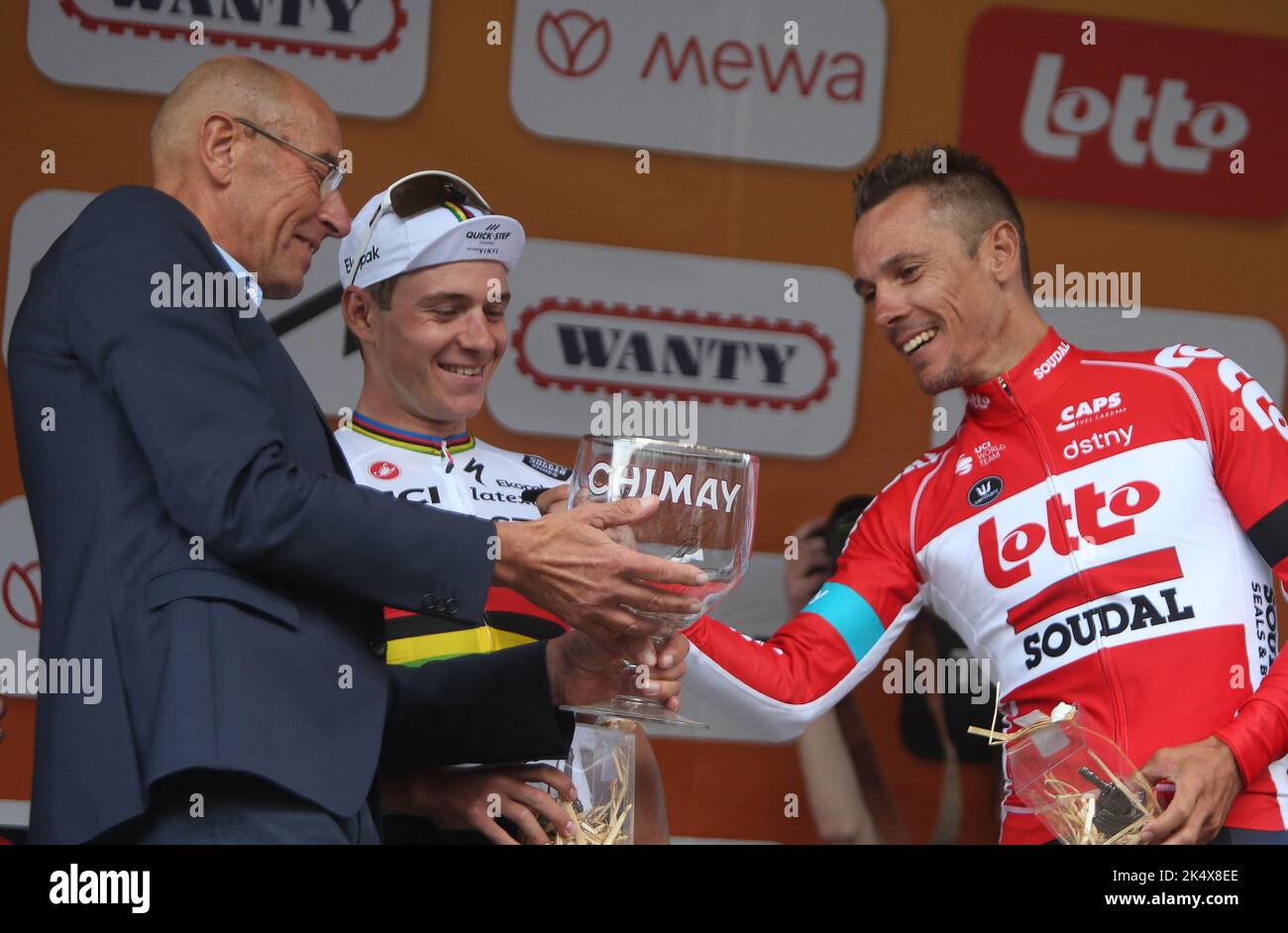 Remco Evenepoel ,Jean Luc Van den Broucke and Philippe Gilbert of ...