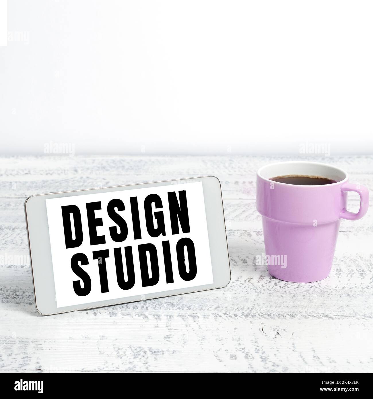 Conceptual caption Design Studio. Concept meaning work environment ...