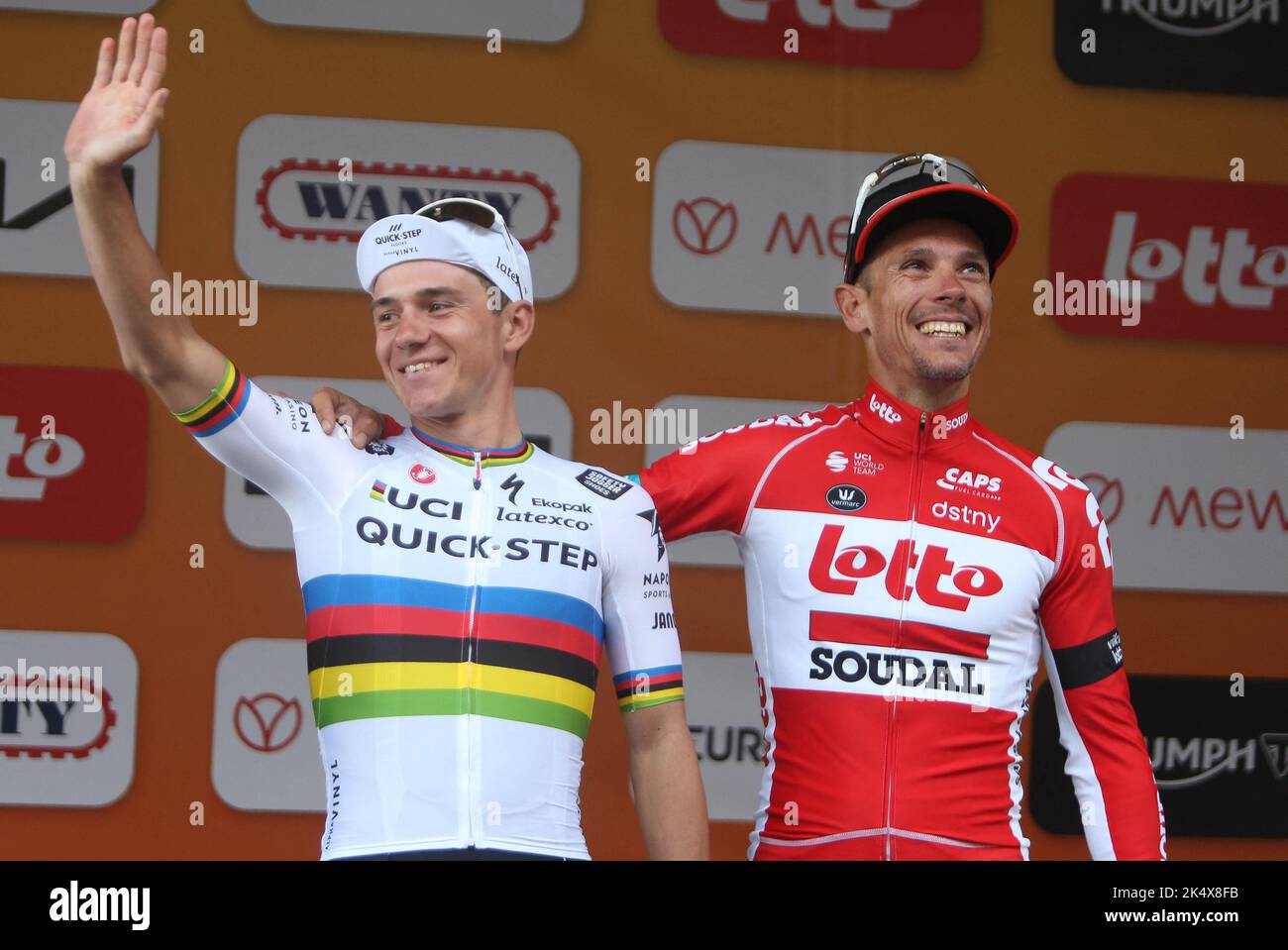 Remco Evenepoel and Philippe Gilbert of Belgium during the Binche ...