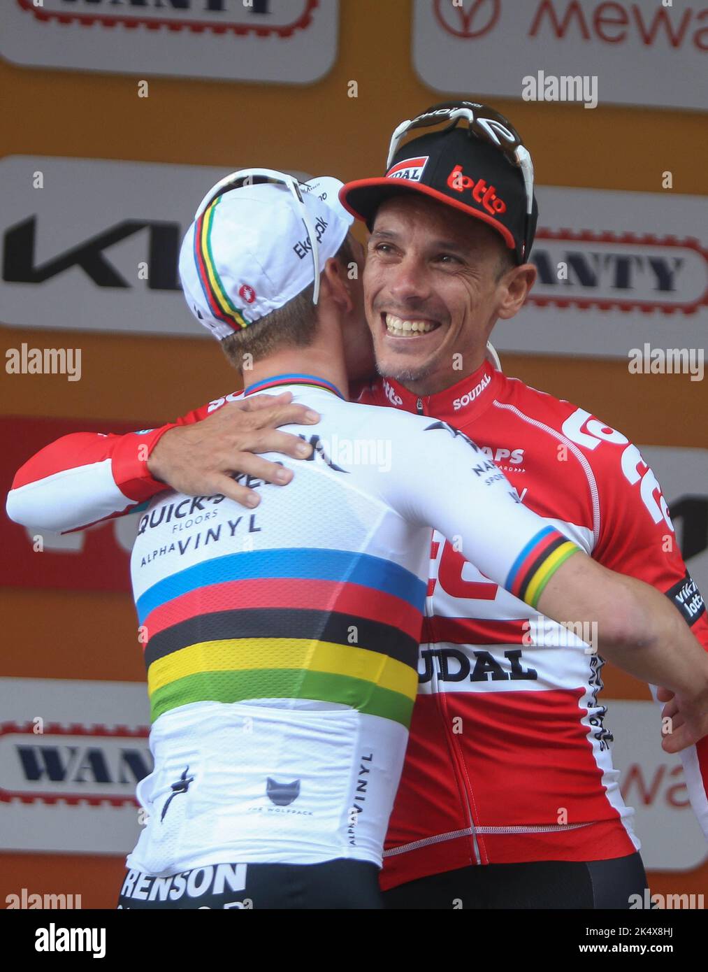 Remco Evenepoel and Philippe Gilbert of Belgium during the Binche ...