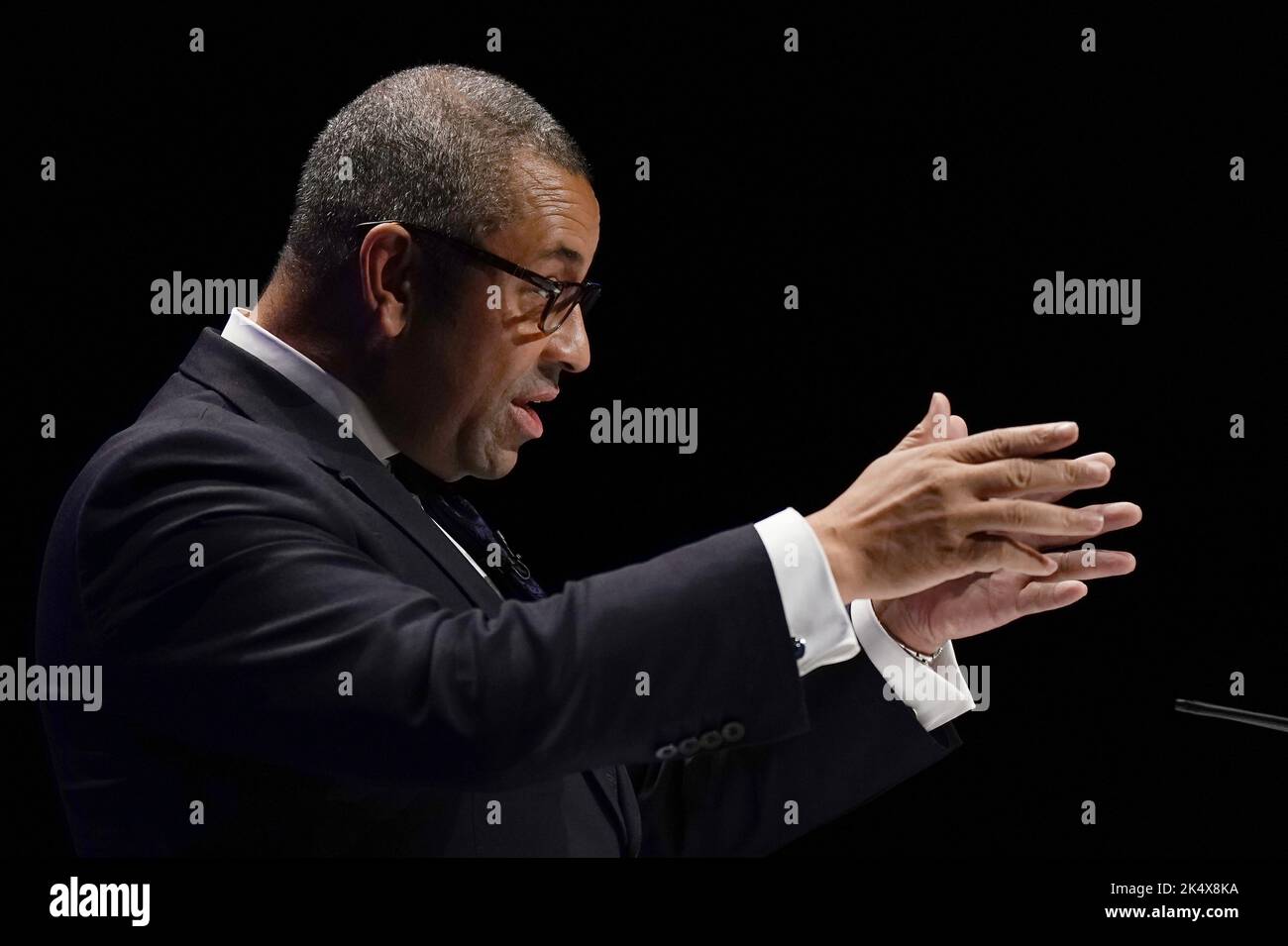 Foreign Secretary James Cleverly speaking during the Conservative Party ...