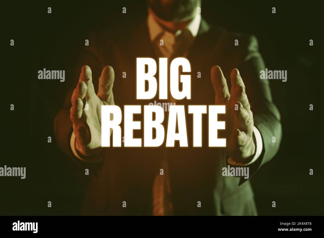 Inspiration showing sign Big Rebate. Business approach Huge rewards ...
