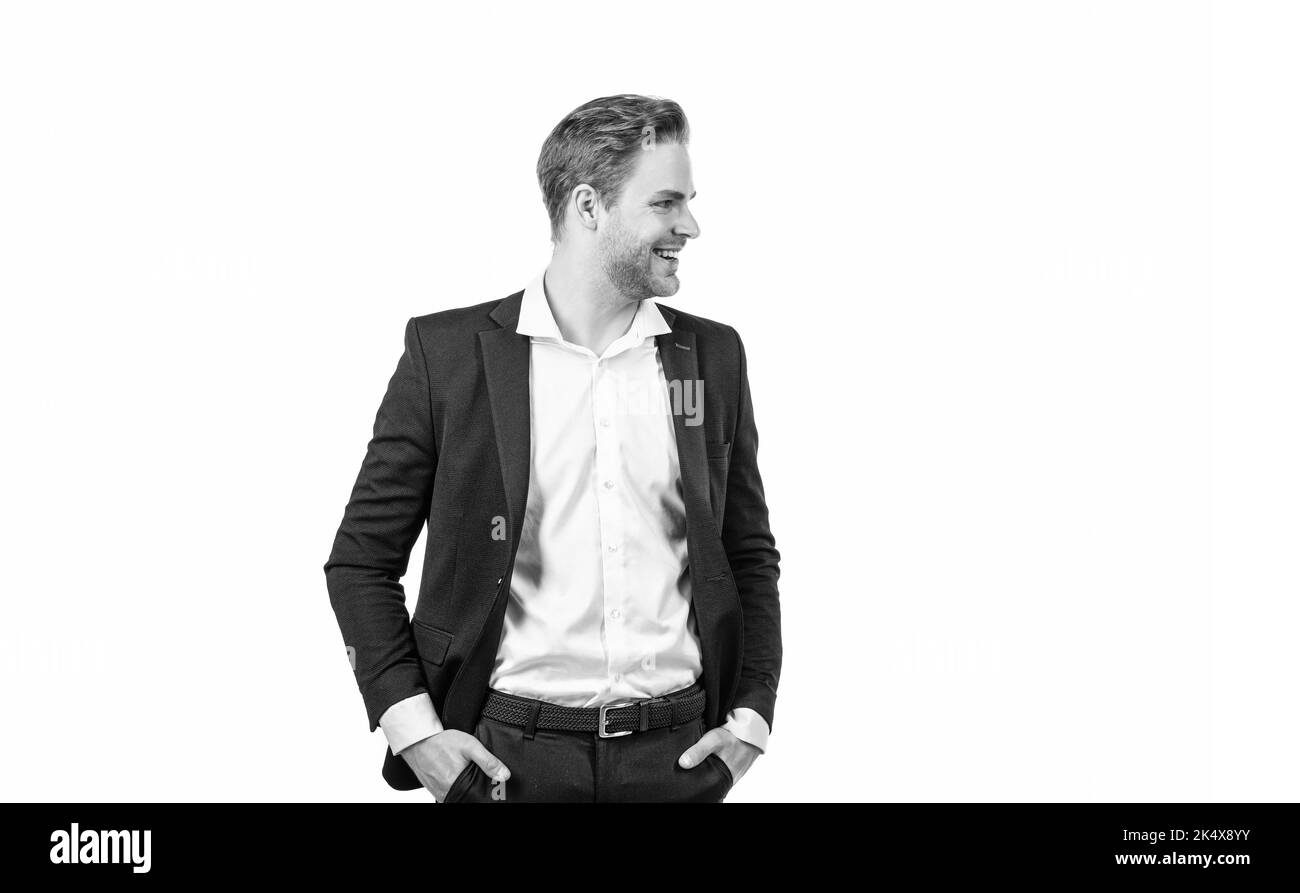 Professional man employee smile Black and White Stock Photos & Images ...