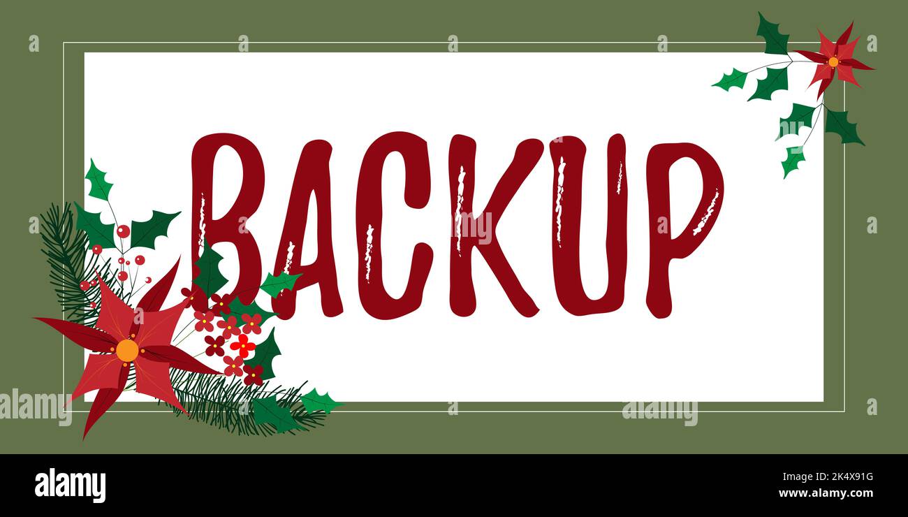 Sign displaying Backup. Word for process that protects important ...