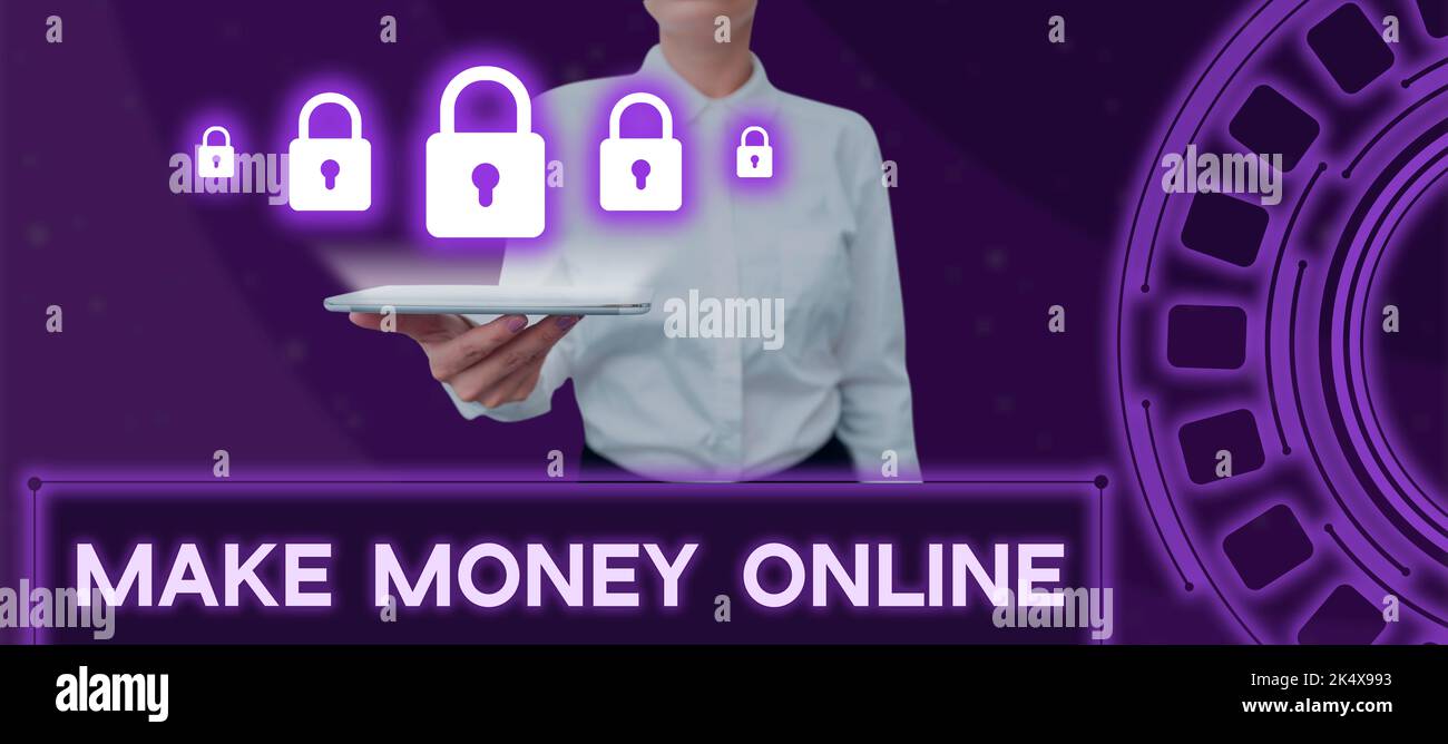 Text caption presenting Make Money Online. Business idea Get paid earn ...