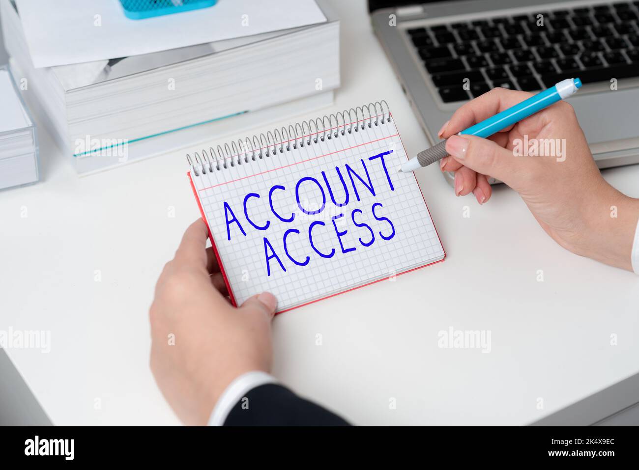Hand writing sign Account Access. Word Written on full privilege for ...