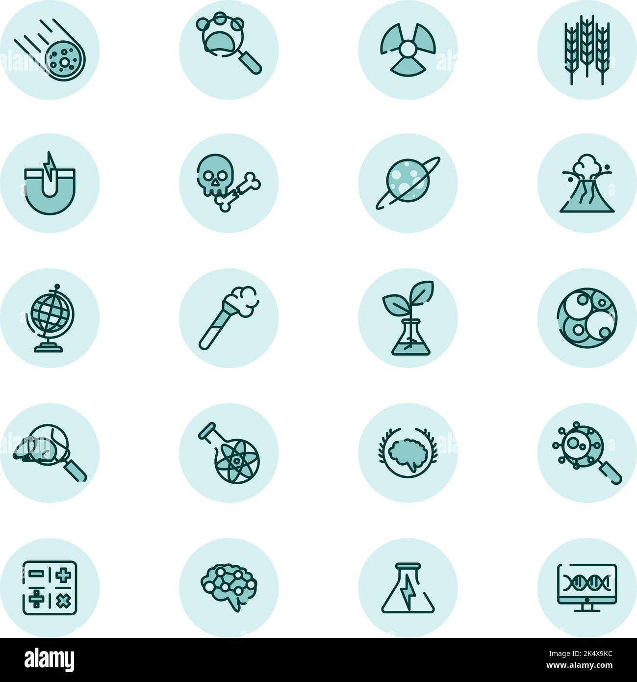 Science icon set, illustration, vector on a white background Stock ...