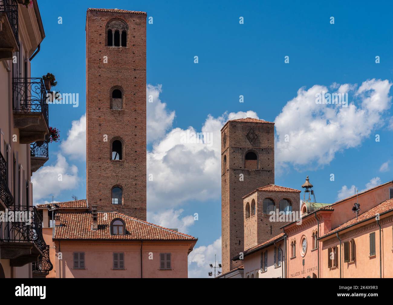 Alba, Langhe, Piedmont, Italy - August 16, 2022: the medieval towers of ...